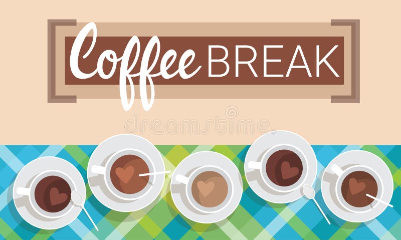 Coffee Cup Break Breakfast Drink Beverage Top View Stock Vector ...