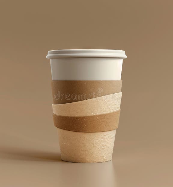 A Coffee Cup with a Brown Paper Wrapper Stock Image - Image of ...