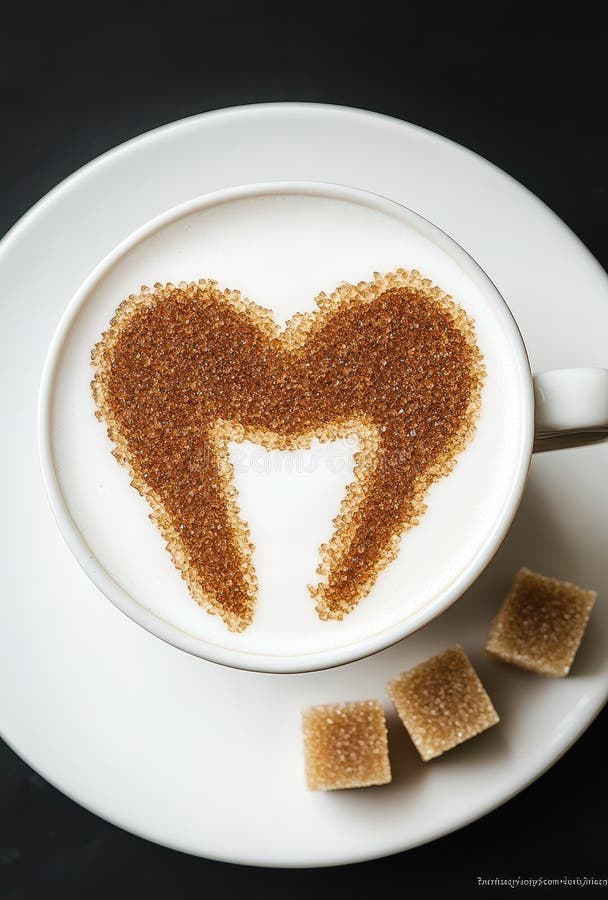 Coffee Cup with Brown Sugar Shaped Like Tooth Stock Photo - Image of ...