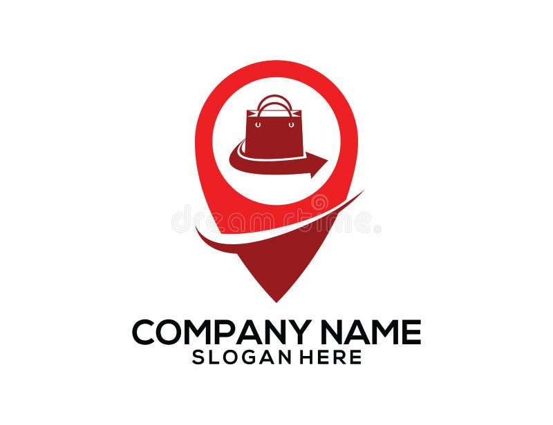 Shopping Mall Market Gps Location Pointer Vector Icon Logo Design Stock ...