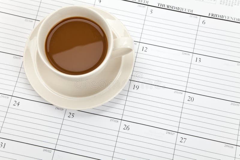 Coffee cup and Calendar stock image. Image of personal - 227440629