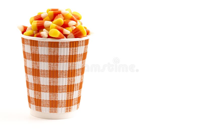 Coffee Cup with Candy Corn Latte Isolated on White Background Stock ...