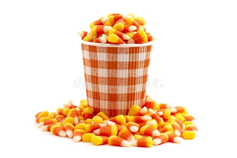 Coffee Cup with Candy Corn Latte Isolated on a White Background Stock ...
