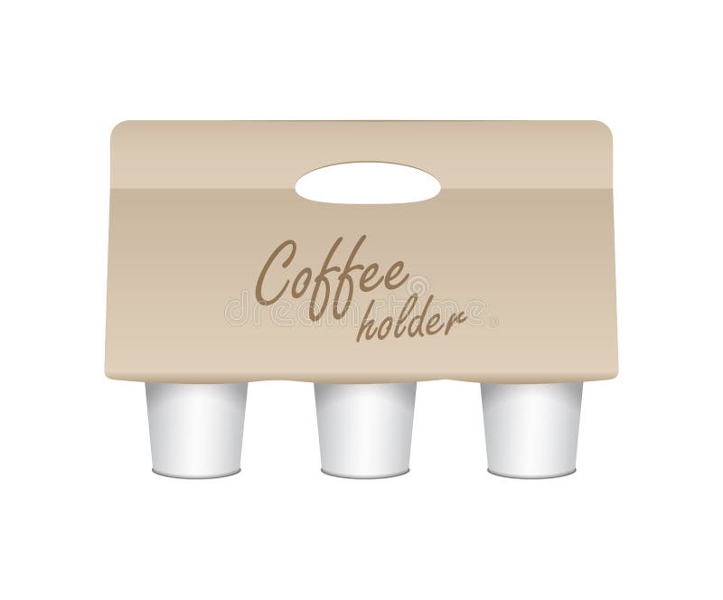 Coffee Cup Carton Holder Mock Up with a Human Hand. Vector Paper Pack ...