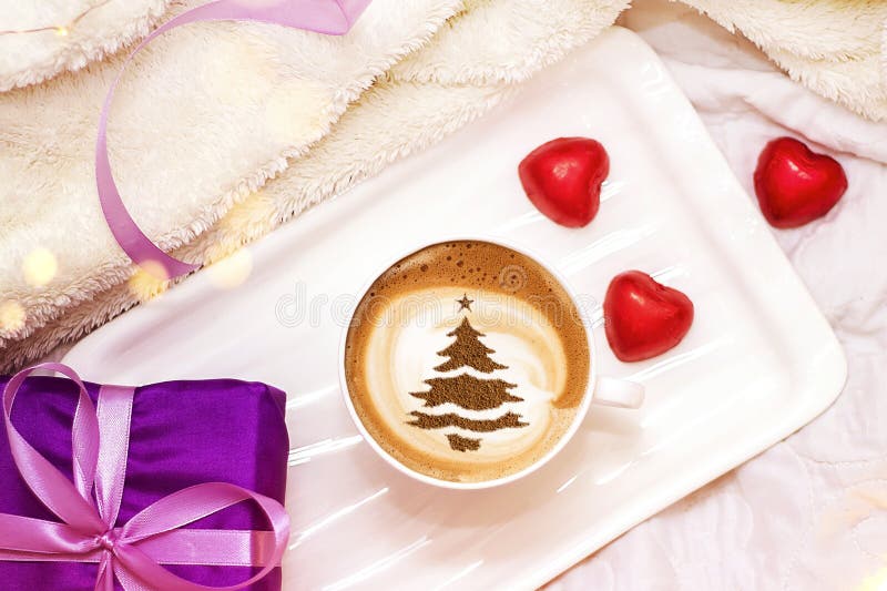 Coffee Cup with Christmas Tree Stock Photo - Image of christmas ...