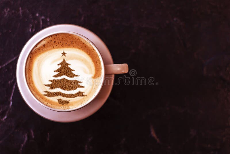 Coffee Cup with Christmas Tree Stock Image - Image of latte, cappuccino ...
