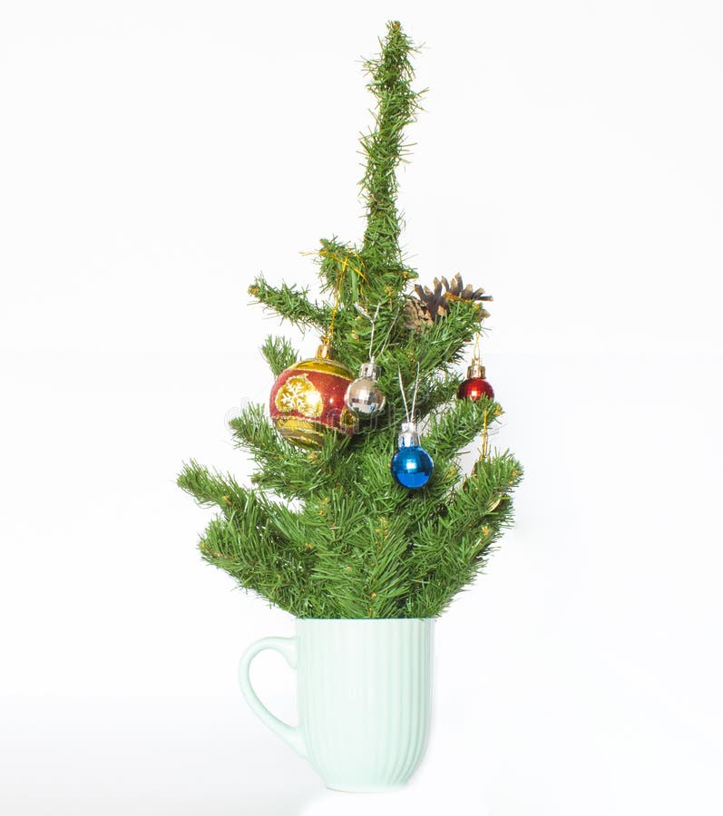 Coffee Cup with Christmas Tree. Minimal Winter Holidays Concept Stock ...