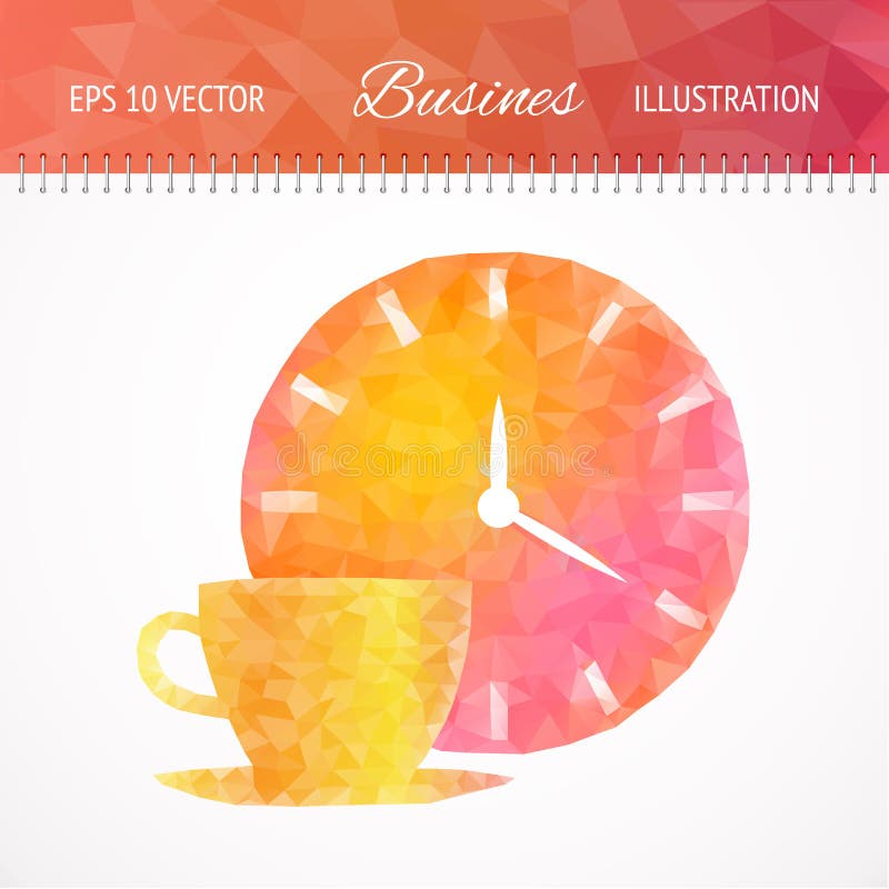 Coffee cup and clock. stock vector. Illustration of food - 36859557