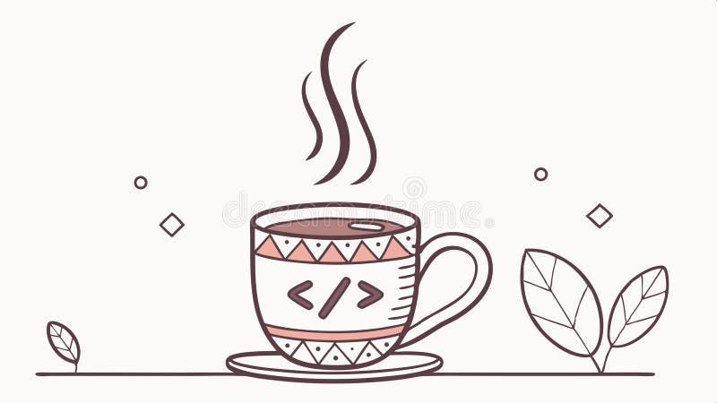 Coffee Cup with Code Symbol, Software Development with Coffee, Vector ...