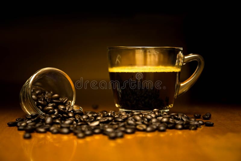 Coffee Cup and Coffee Beans in High Contrast Stock Image - Image of ...