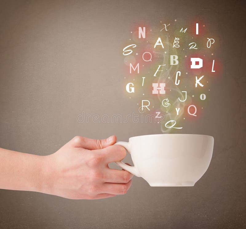 Coffee Cup with Colorful Letters Stock Illustration - Illustration of ...