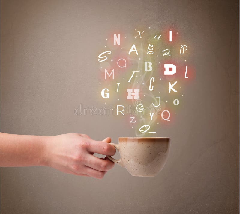 Coffee Cup with Colorful Letters Stock Photo - Image of cafacopy, java ...