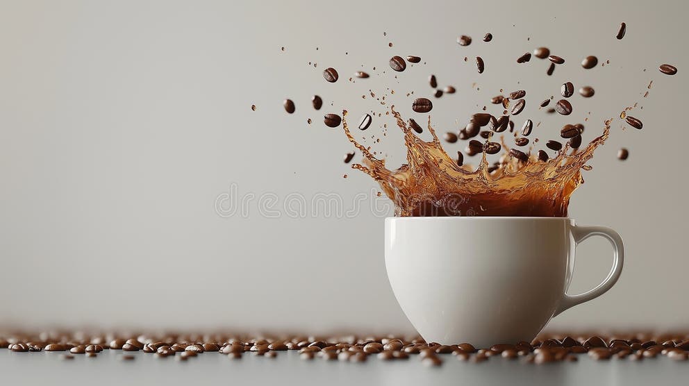Coffee Cup Spills Over with an Excessive Splash of Liquid and Coffee ...