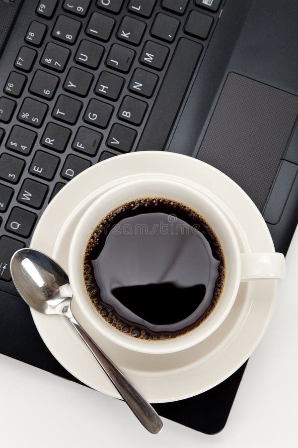Coffee cup and computer stock photo. Image of refreshment - 14583622