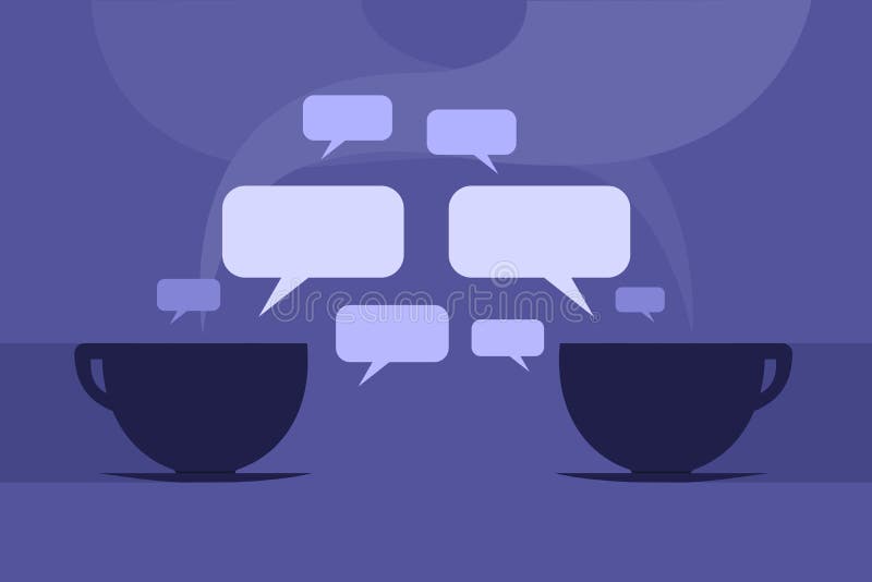 Conversation Over a Cup of Coffee.Chat Bubbles Around Two Steaming Cups ...