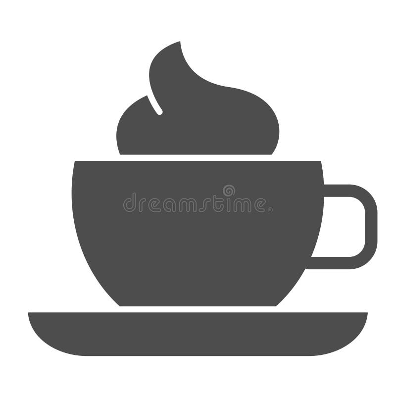 Coffee Cup with Cream Solid Icon. Mug of Coffee with Foam Vector ...