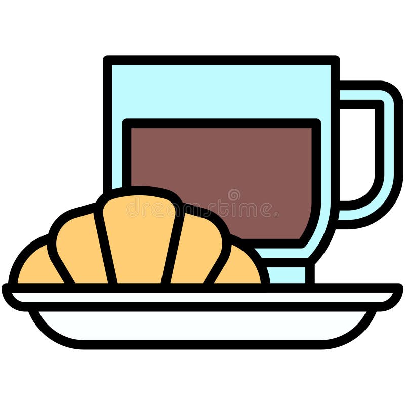 Coffee Cup with Croissant Icon, Coffee Shop Related Vector Stock Vector ...