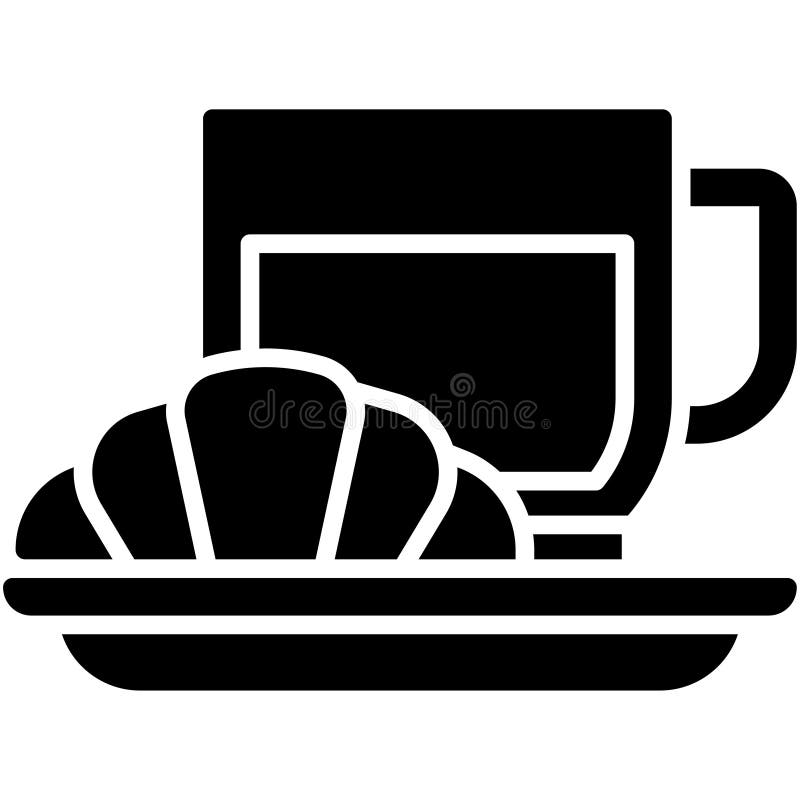 Coffee Cup with Croissant Icon, Coffee Shop Related Vector Stock Vector ...