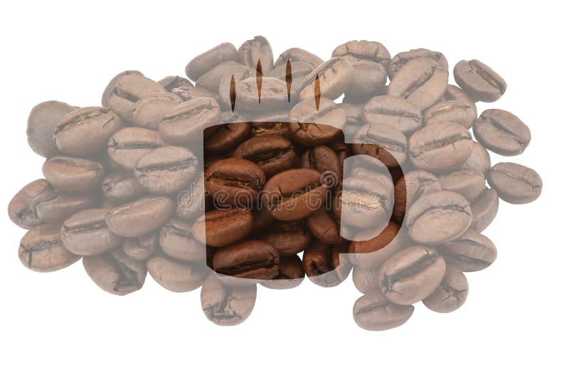 Symbolic Coffee Cup Cut Out with Coffee Beans Against a Light ...