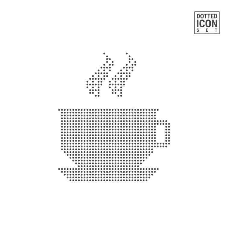 Coffee Cup Dot Pattern Icon. Coffee Cup Dotted Icon Isolated on White ...