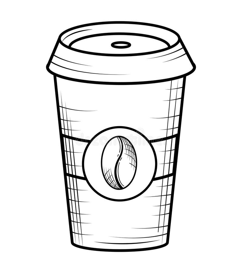 Coffee cup draw disposable stock illustration. Illustration of drawing ...