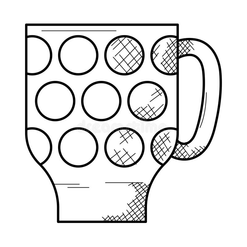 Coffee cup draw with dots stock vector. Illustration of breakfast ...