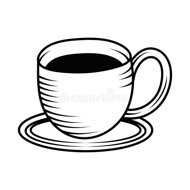Coffee cup draw top view stock illustration. Illustration of black ...