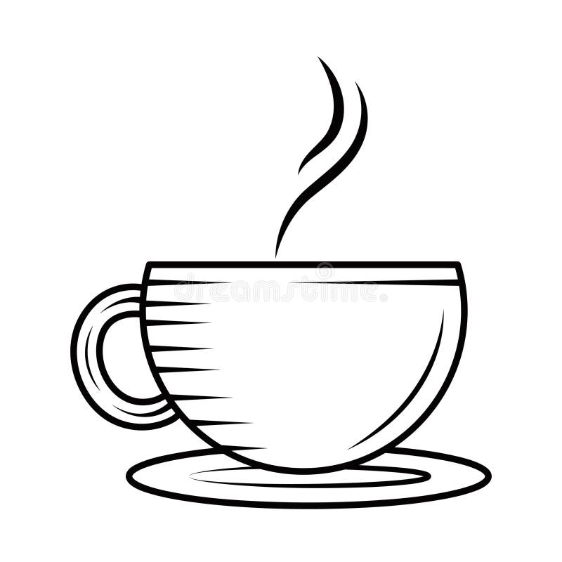 Coffee cup draw with steam stock vector. Illustration of heat - 291796678