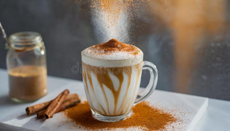 Coffee Cup Dusted with Powder, AI-generated. Stock Illustration ...