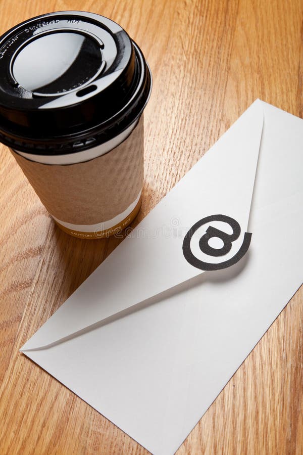 Coffee cup and E-Mail stock photo. Image of coffee, white - 227442054