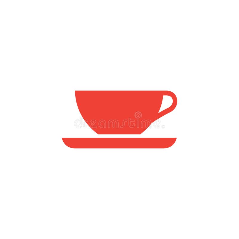 Coffee Cup Empty Red Icon on White Background. Red Flat Style Vector ...
