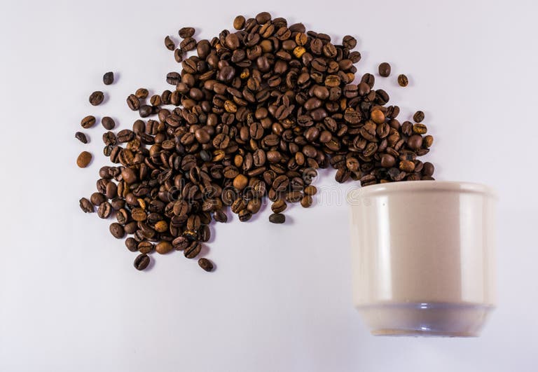 Coffee Cup and Exploding Roasted Beans Stock Photo - Image of dark ...