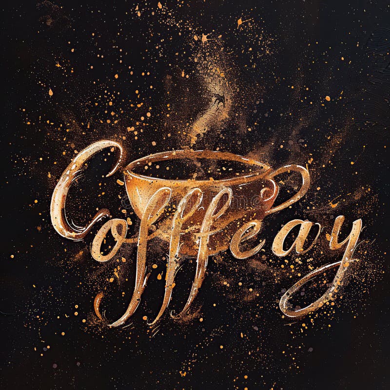 Coffee Cup Explosion with Text Overlay Stock Illustration ...