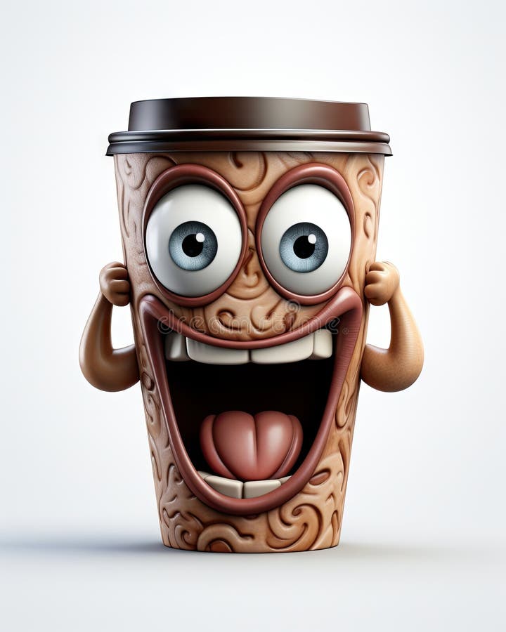 A Coffee Cup with a Face and Eyes with a Tongue. Generative Ai Stock ...