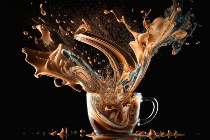 Coffee in Cup with Falling of Splash and Steam. Morning Drinks with ...