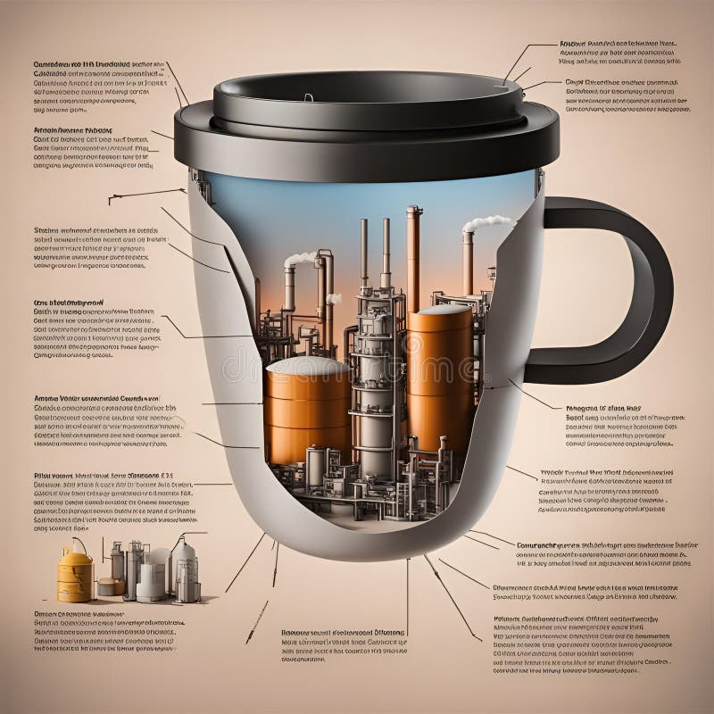 Coffee Cup with a Picture of a Factory Inside. Generative AI. Stock ...