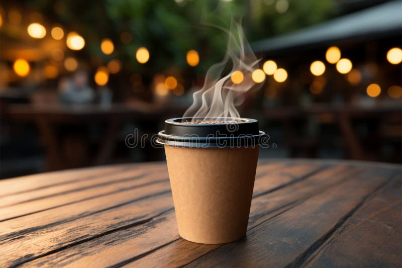 Coffee Cup Filled with Warmth, Set upon a Wooden Table Stock ...