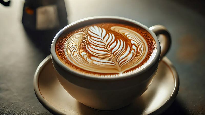 Coffee Cup with Frothy Latte Art. the Latte Art Should Be Intricate and ...