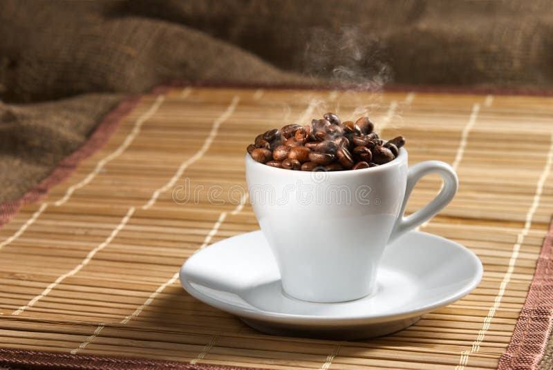 Coffee Cup Full of Coffee Beans Stock Photo - Image of espresso, still ...