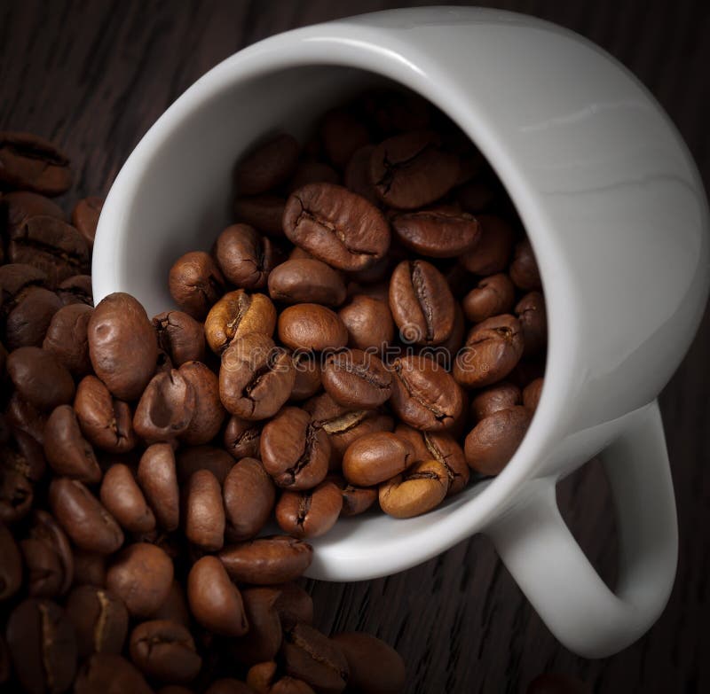 Coffee Cup Full of Coffee Beans. Stock Photo - Image of foods, coffee ...