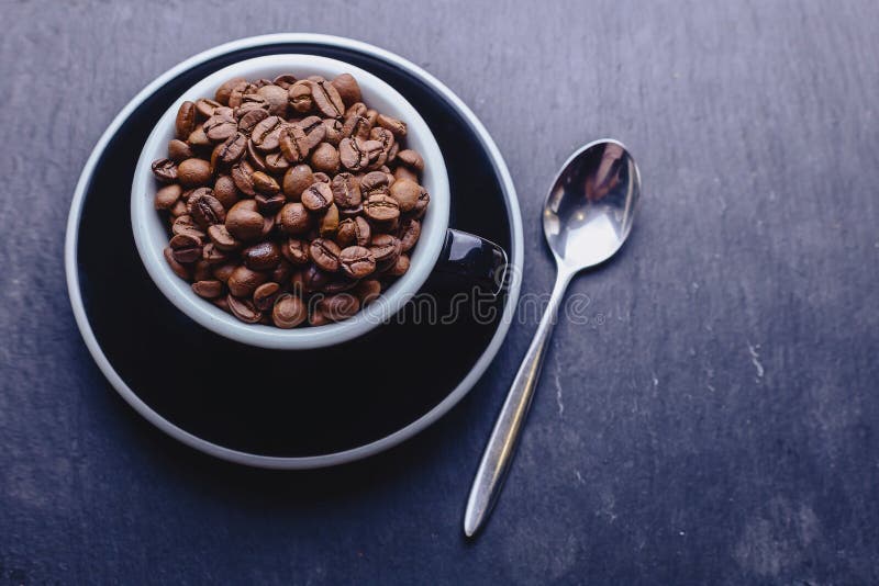 Coffee Cup Full of Coffee Beans Stock Image - Image of morning, coffee ...