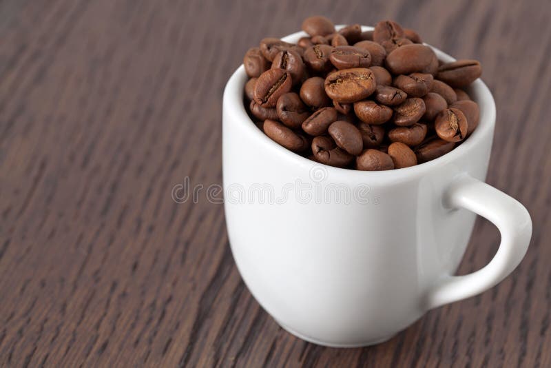 Coffee Cup Full of Roasted Coffee Stock Photo - Image of dishware ...