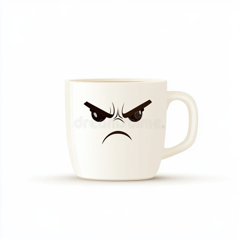 Coffee Cup with Grumpy Face, Looking Amusingly Annoyed Stock ...