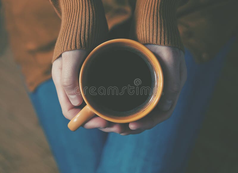 Coffee cup in hands stock photo. Image of natural, breakfast - 55084900