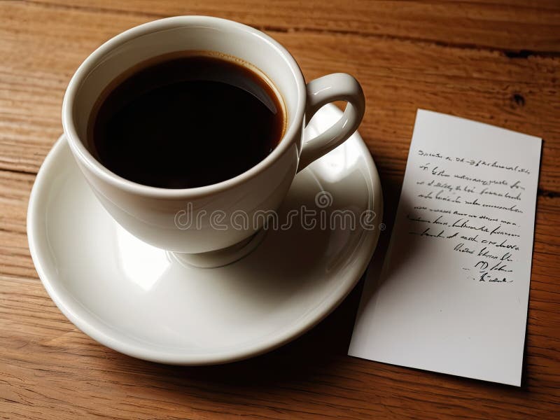 A Coffee Cup with a Handwritten Note beside it Stock Illustration ...