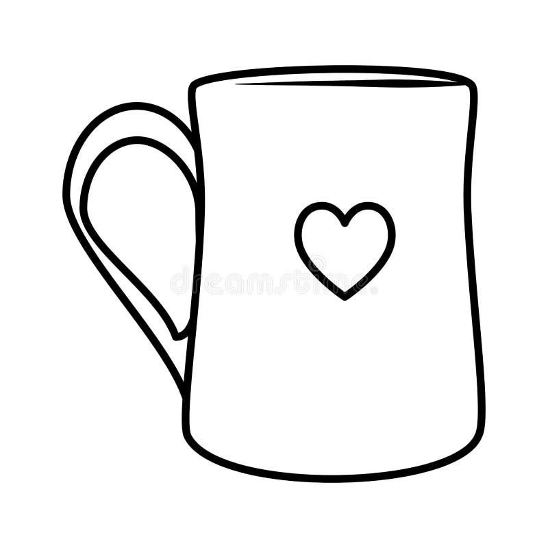 Coffee cup with heart stock vector. Illustration of beverage - 136886814