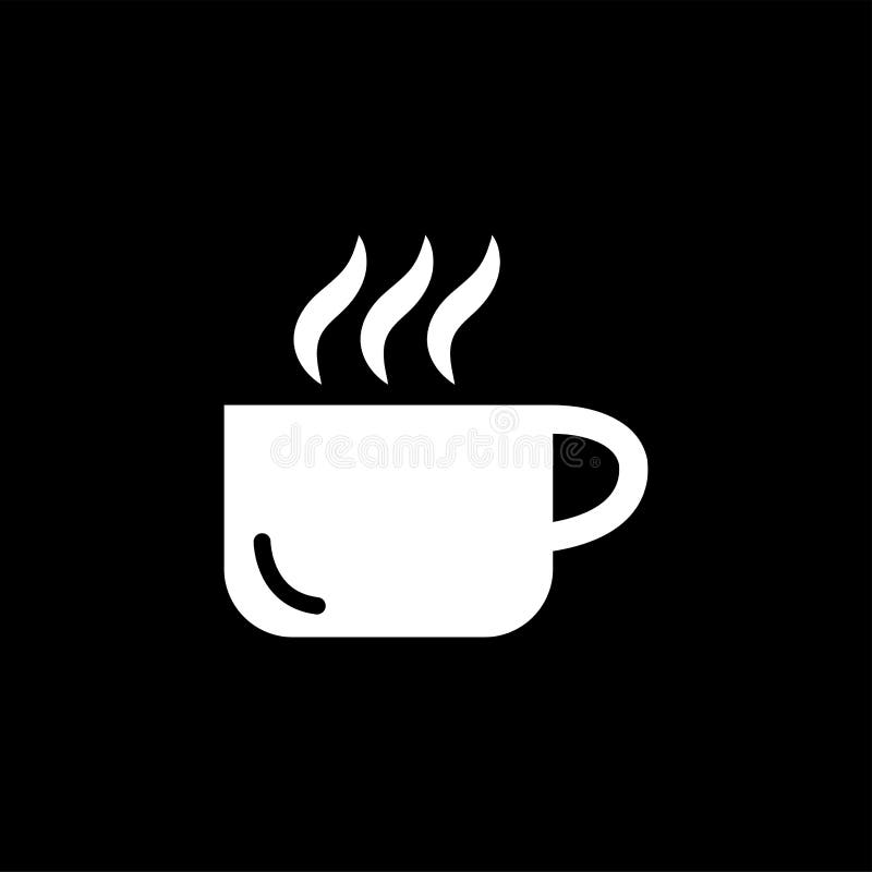 Coffee Cup Icon on Black Background. Black Flat Style Vector ...