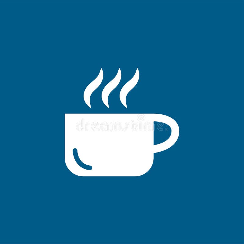 Coffee Cup Icon on Blue Background. Blue Flat Style Vector Illustration ...