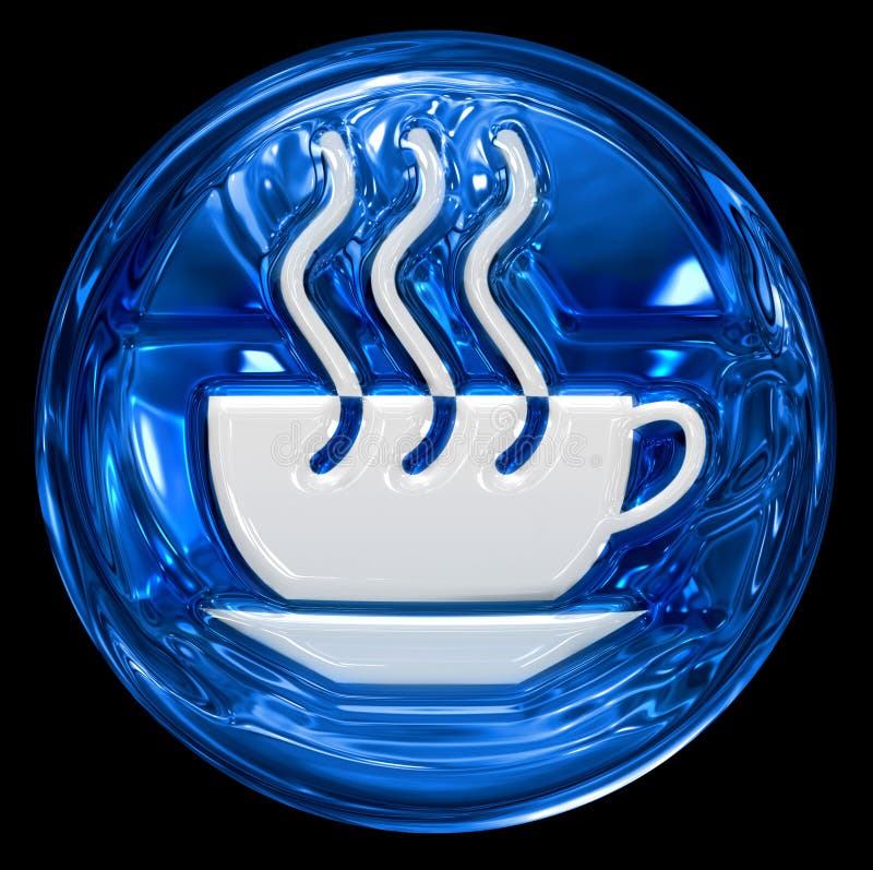 Coffee cup icon blue. stock illustration. Illustration of button ...