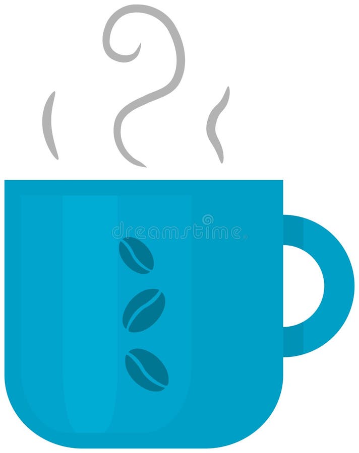 Coffee Cup Icon - Blue. Coffee Mug with Steam. Stock Vector ...